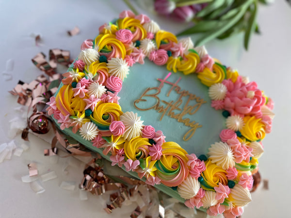 Happy Birthday Party Sheet Cake – White Flower